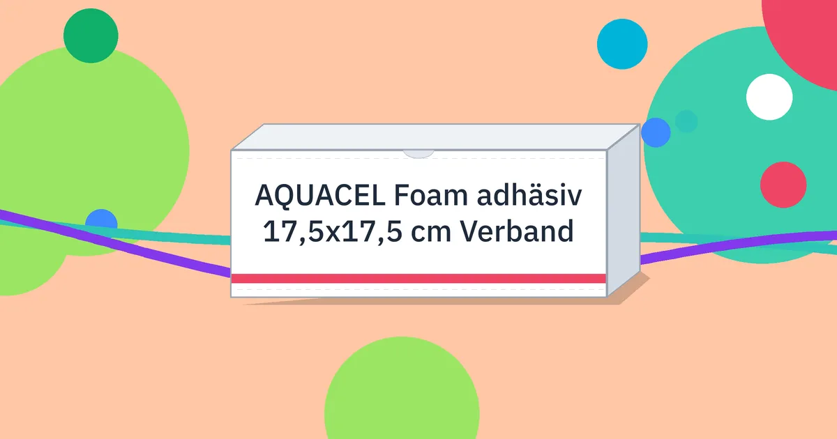 Symbolbild: Packung mit der Aufschrift AQUACEL Foam adhäsiv 17,5x17,5 cm Verband (PZN 19698546) – Verfügbarkeit und Bezug in Apotheken in Frankfurt am Main