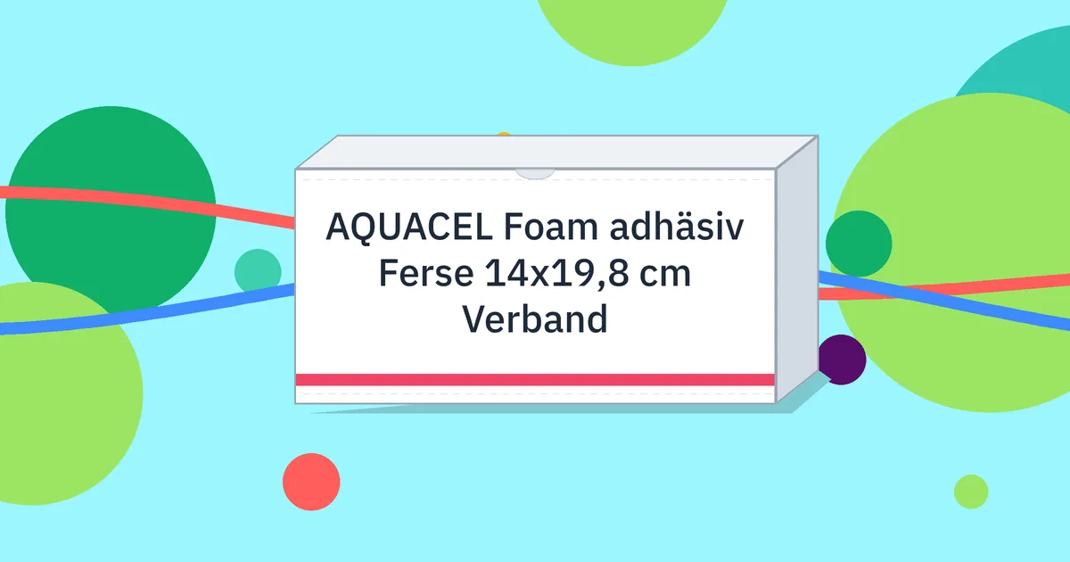 Symbolbild: Packung mit der Aufschrift AQUACEL Foam adhäsiv Ferse 14x19,8 cm Verband (PZN 13975387) – Verfügbarkeit und Bezug in Apotheken in Frankfurt am Main