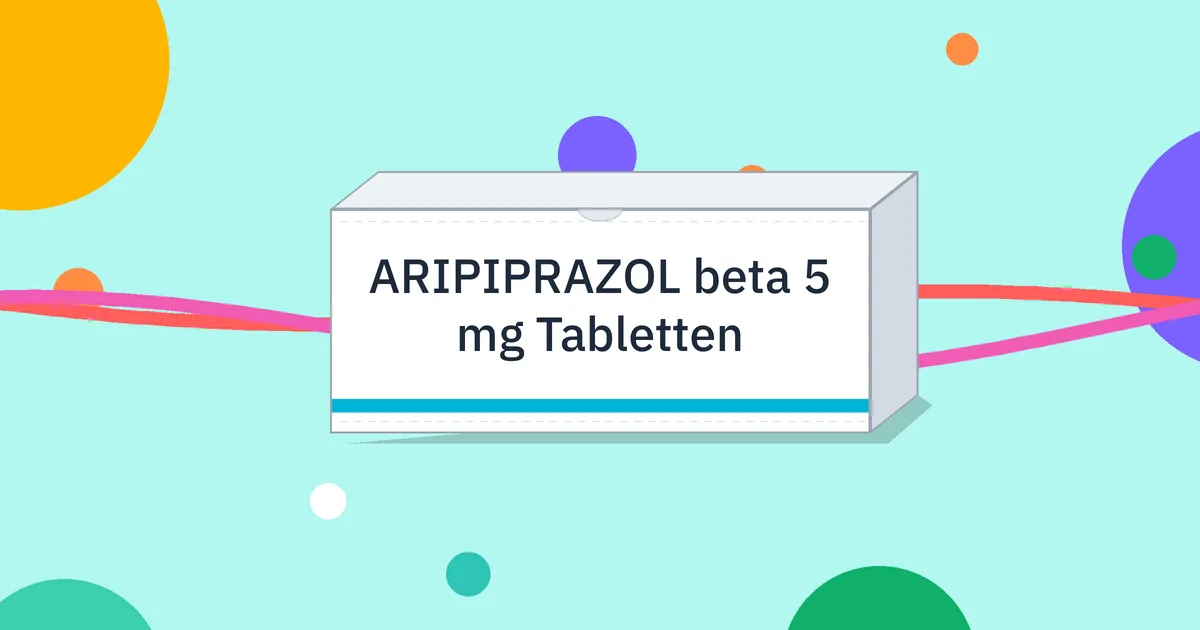 Symbolbild: Packung mit der Aufschrift ARIPIPRAZOL beta 5 mg Tabletten (PZN 10784362) – Verfügbarkeit und Bezug in Apotheken in Frankfurt am Main