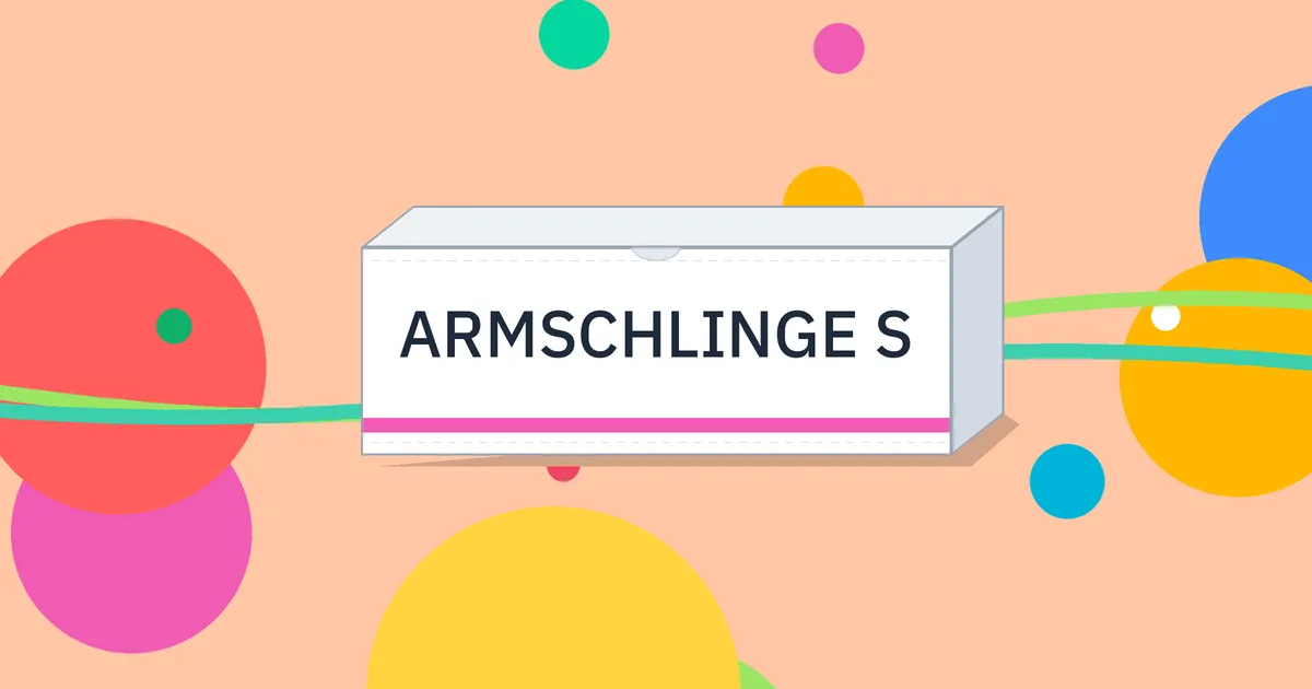 Symbolbild: Packung mit der Aufschrift ARMSCHLINGE S (PZN 19069299) – Verfügbarkeit und Bezug in Apotheken in Frankfurt am Main