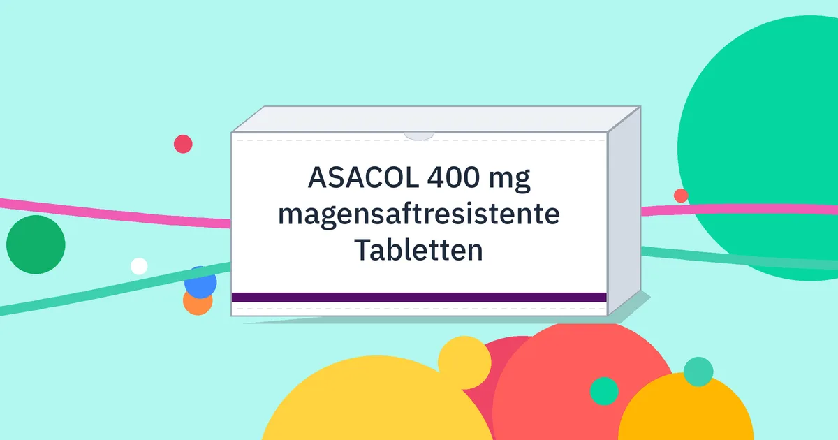 Symbolbild: Packung mit der Aufschrift ASACOL 400 mg magensaftresistente Tabletten (PZN 06344255) – Verfügbarkeit und Bezug in Apotheken in Frankfurt am Main