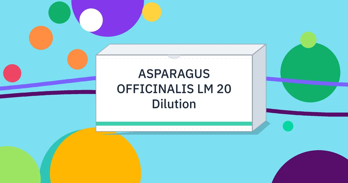 Symbolbild: Packung mit der Aufschrift ASPARAGUS OFFICINALIS LM 20 Dilution (PZN 13403018) – Verfügbarkeit und Bezug in Apotheken in Frankfurt am Main