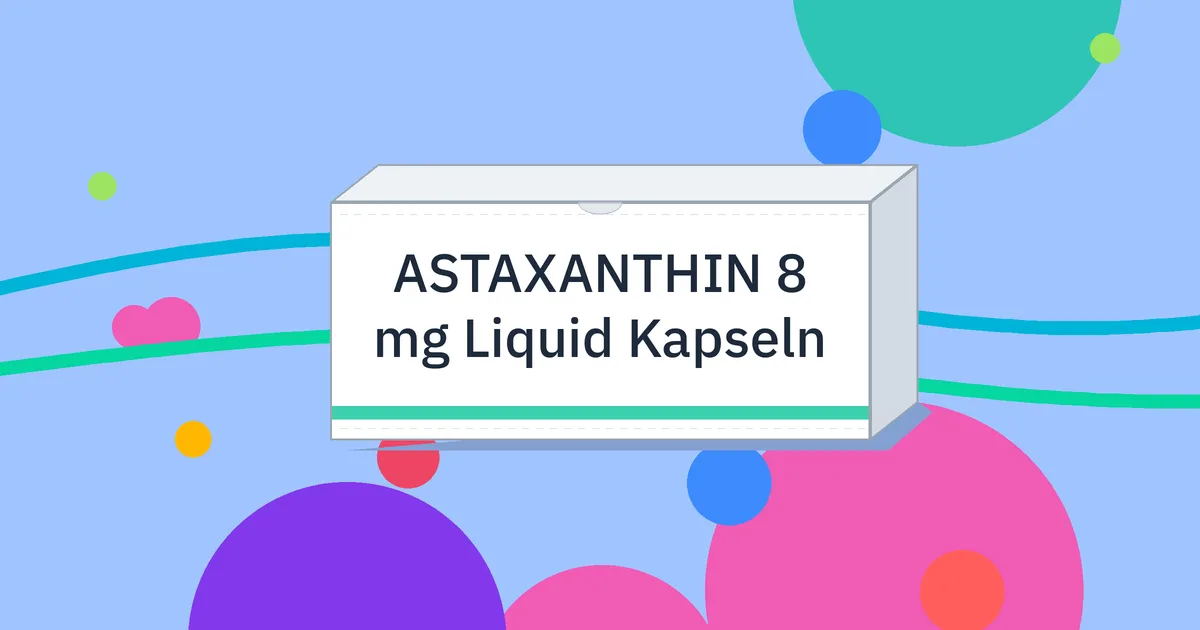 Symbolbild: Packung mit der Aufschrift ASTAXANTHIN 8 mg Liquid Kapseln (PZN 19227048) – Verfügbarkeit und Bezug in Apotheken in Frankfurt am Main