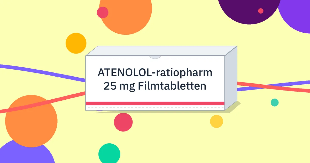 Symbolbild: Packung mit der Aufschrift ATENOLOL-ratiopharm 25 mg Filmtabletten (PZN 03575882) – Verfügbarkeit und Bezug in Apotheken in Frankfurt am Main