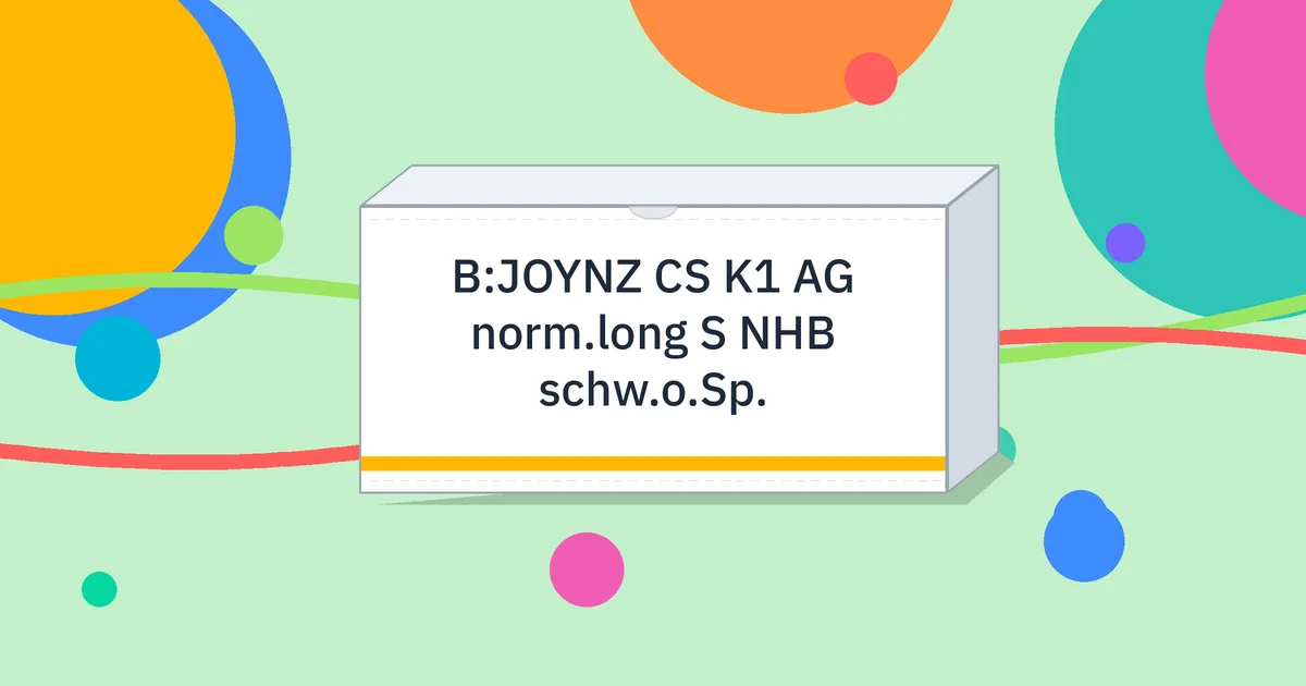 Symbolbild: Packung mit der Aufschrift B:JOYNZ CS K1 AG norm.long S NHB schw.o.Sp. (PZN 20534407) – Verfügbarkeit und Bezug in Apotheken in Frankfurt am Main