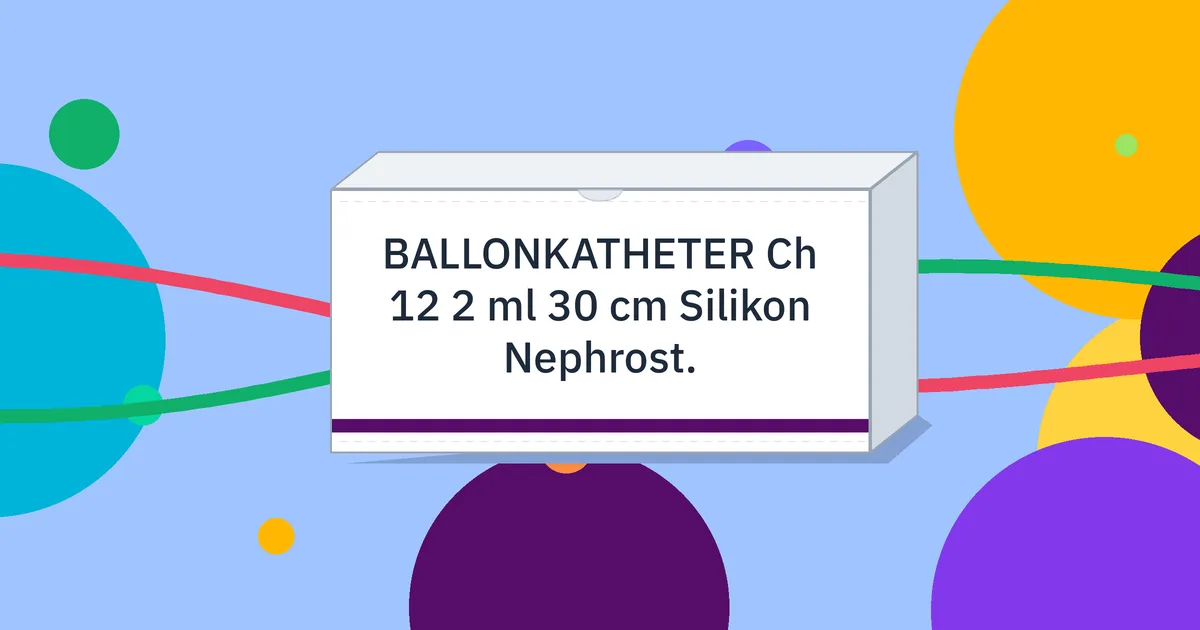 Symbolbild: Packung mit der Aufschrift BALLONKATHETER Ch 12 2 ml 30 cm Silikon Nephrost. (PZN 00786696) – Verfügbarkeit und Bezug in Apotheken in Frankfurt am Main