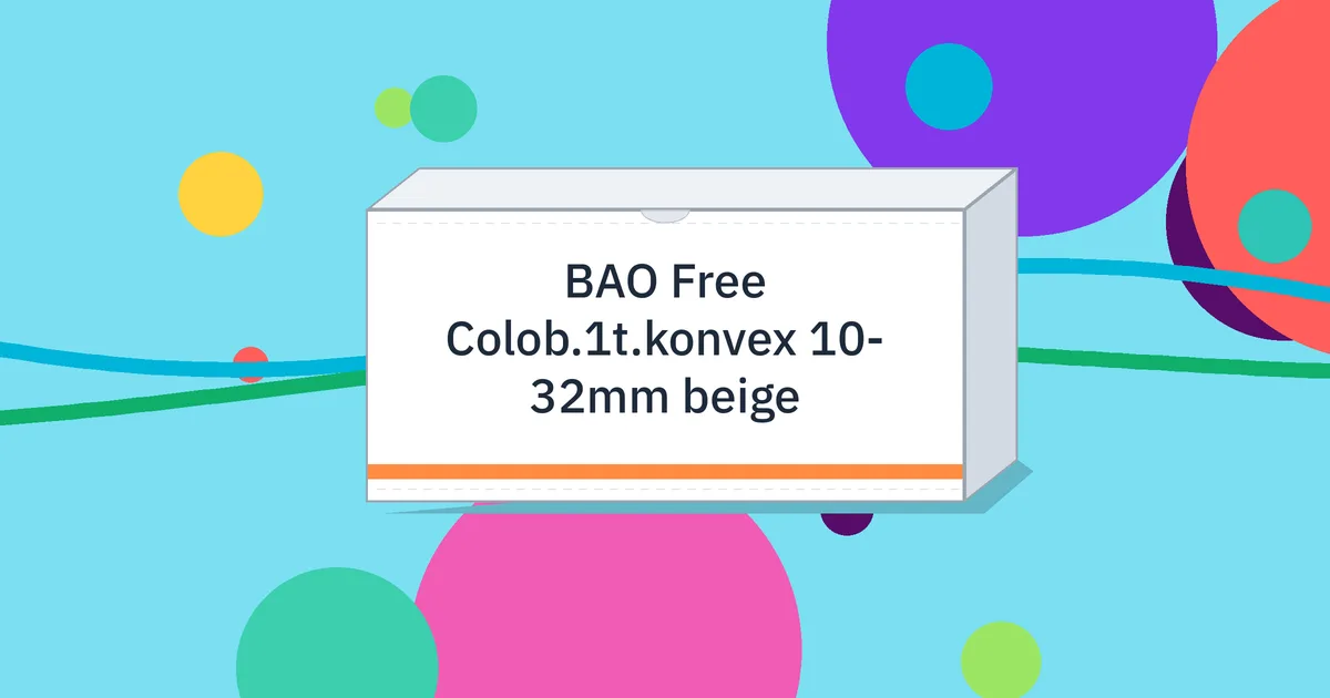 Symbolbild: Packung mit der Aufschrift BAO Free Colob.1t.konvex 10-32mm beige (PZN 16573910) – Verfügbarkeit und Bezug in Apotheken in Frankfurt am Main