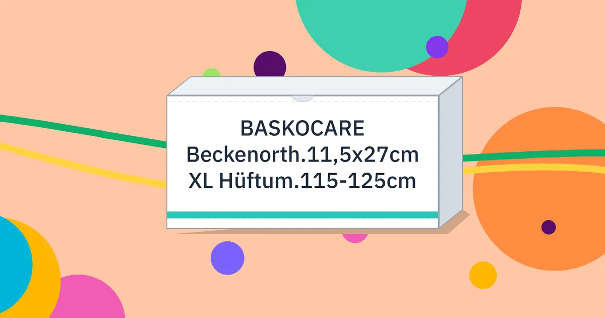 Symbolbild: Packung mit der Aufschrift BASKOCARE Beckenorth.11,5x27cm XL Hüftum.115-125cm (PZN 14047790) – Verfügbarkeit und Bezug in Apotheken in Frankfurt am Main