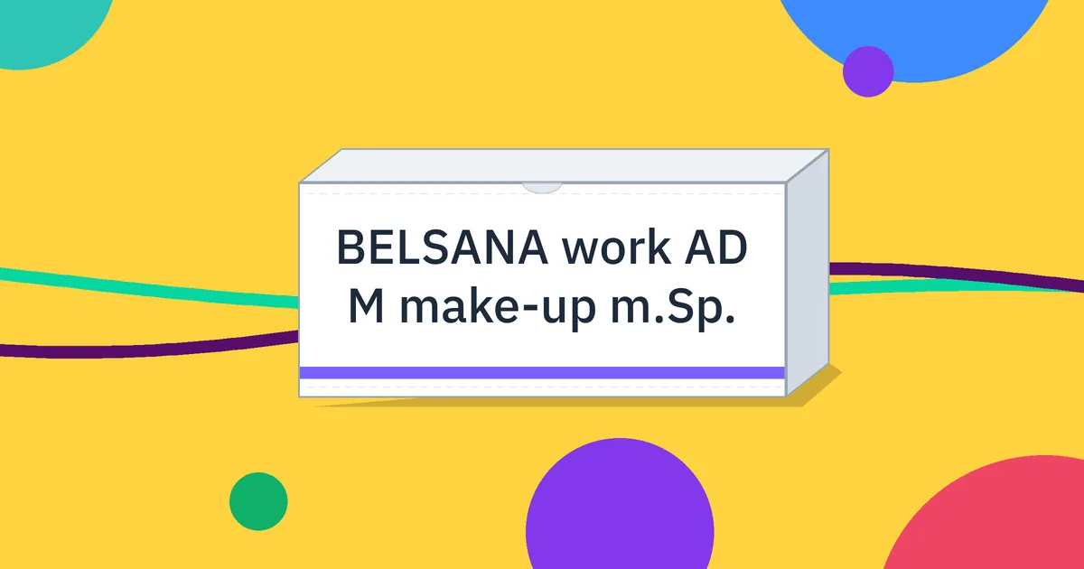 Symbolbild: Packung mit der Aufschrift BELSANA work AD M make-up m.Sp. (PZN 16219692) – Verfügbarkeit und Bezug in Apotheken in Frankfurt am Main