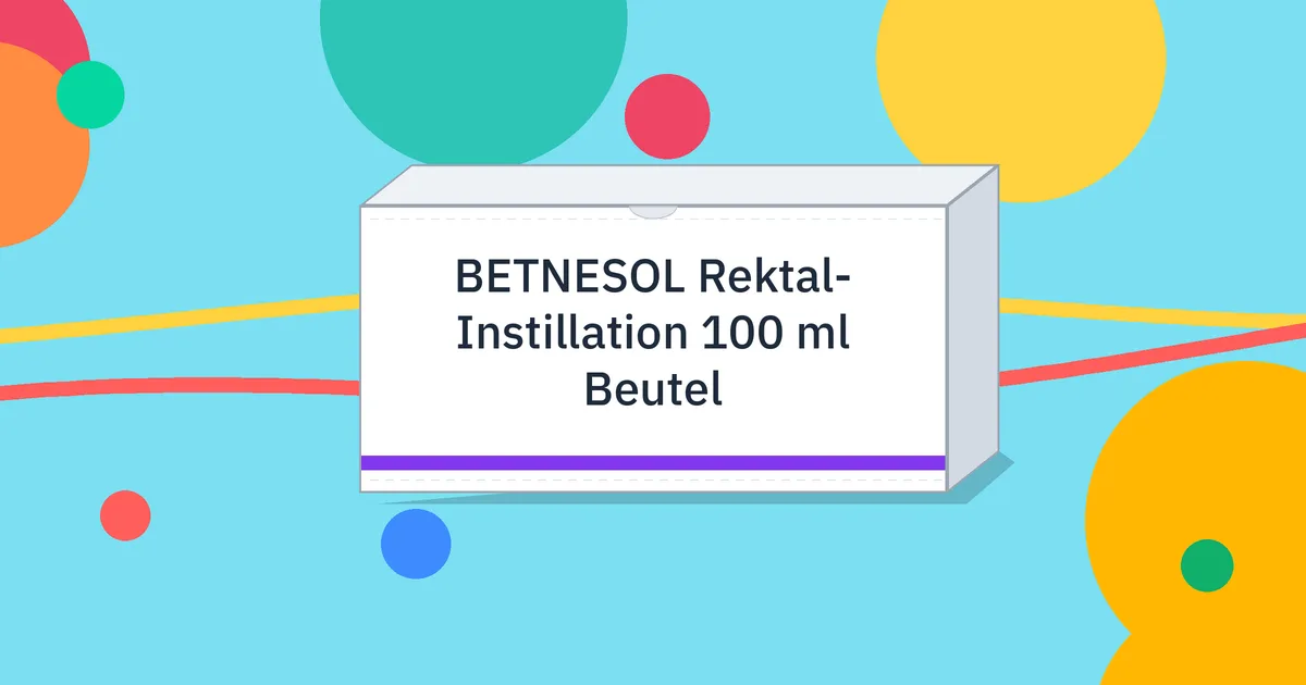 Symbolbild: Packung mit der Aufschrift BETNESOL Rektal-Instillation 100 ml Beutel (PZN 00120750) – Verfügbarkeit und Bezug in Apotheken in Frankfurt am Main