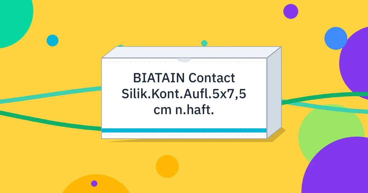 Symbolbild: Packung mit der Aufschrift BIATAIN Contact Silik.Kont.Aufl.5x7,5 cm n.haft. (PZN 18776155) – Verfügbarkeit und Bezug in Apotheken in Frankfurt am Main