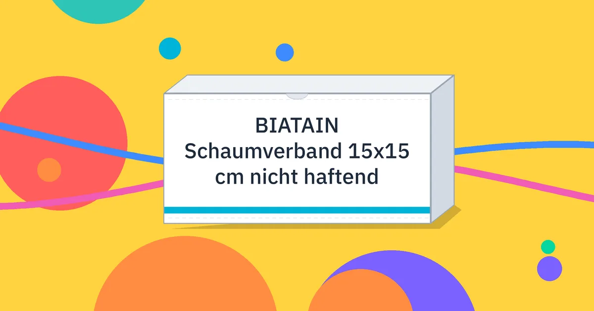 Symbolbild: Packung mit der Aufschrift BIATAIN Schaumverband 15x15 cm nicht haftend (PZN 12578224) – Verfügbarkeit und Bezug in Apotheken in Frankfurt am Main