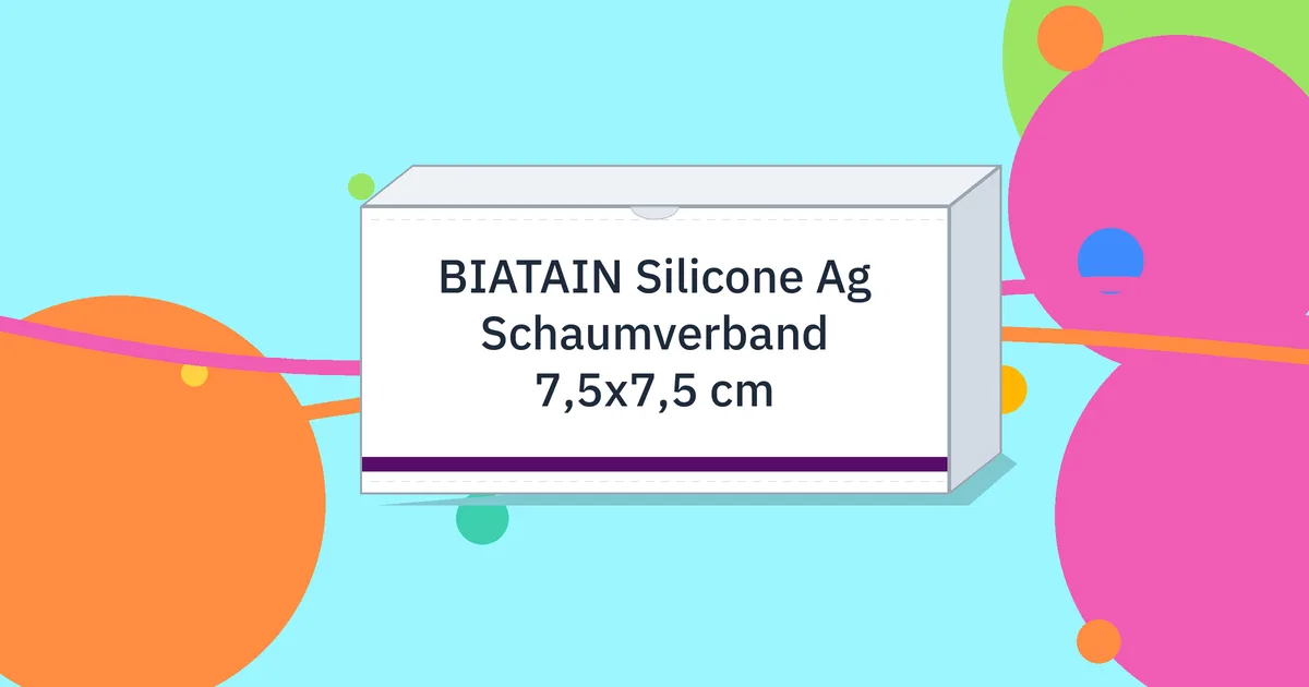 Symbolbild: Packung mit der Aufschrift BIATAIN Silicone Ag Schaumverband 7,5x7,5 cm (PZN 20510720) – Verfügbarkeit und Bezug in Apotheken in Frankfurt am Main