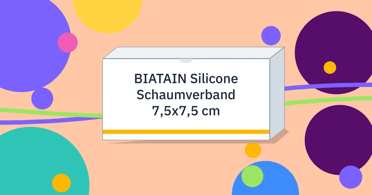 Symbolbild: Packung mit der Aufschrift BIATAIN Silicone Schaumverband 7,5x7,5 cm (PZN 18669962) – Verfügbarkeit und Bezug in Apotheken in Frankfurt am Main