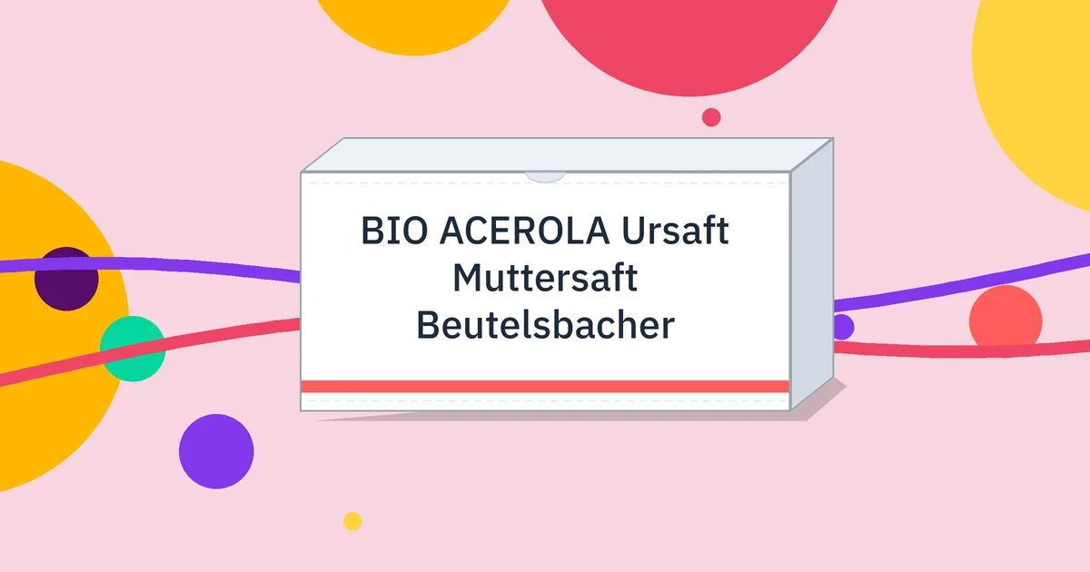 Symbolbild: Packung mit der Aufschrift BIO ACEROLA Ursaft Muttersaft Beutelsbacher (PZN 20597282) – Verfügbarkeit und Bezug in Apotheken in Frankfurt am Main
