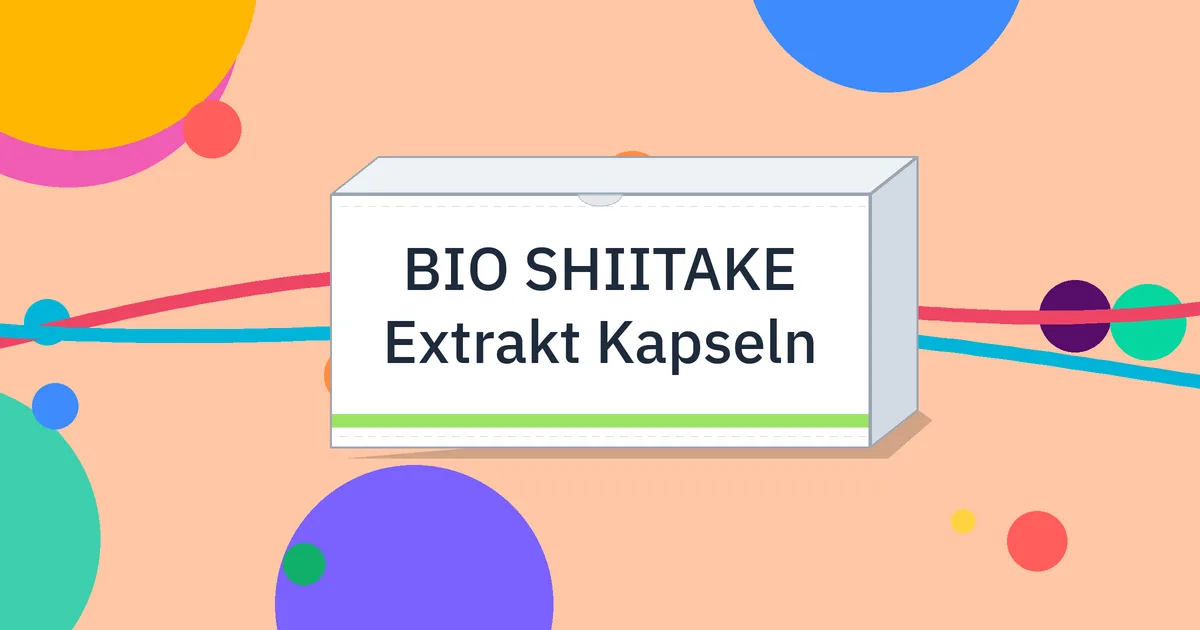 Symbolbild: Packung mit der Aufschrift BIO SHIITAKE Extrakt Kapseln (PZN 17627111) – Verfügbarkeit und Bezug in Apotheken in Frankfurt am Main
