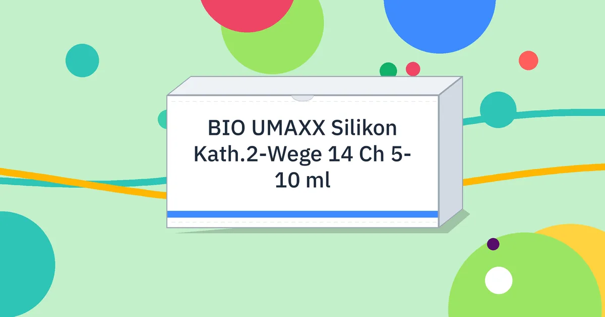Symbolbild: Packung mit der Aufschrift BIO UMAXX Silikon Kath.2-Wege 14 Ch 5-10 ml (PZN 07023501) – Verfügbarkeit und Bezug in Apotheken in Frankfurt am Main
