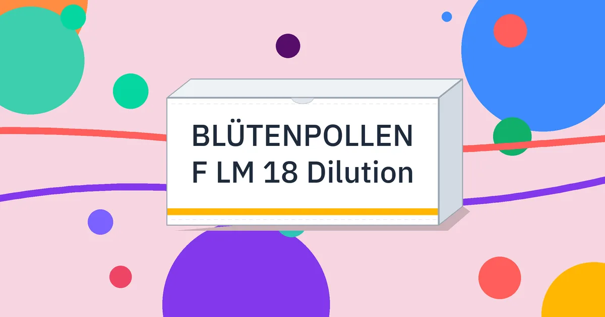 Symbolbild: Packung mit der Aufschrift BLÜTENPOLLEN F LM 18 Dilution (PZN 09650455) – Verfügbarkeit und Bezug in Apotheken in Frankfurt am Main