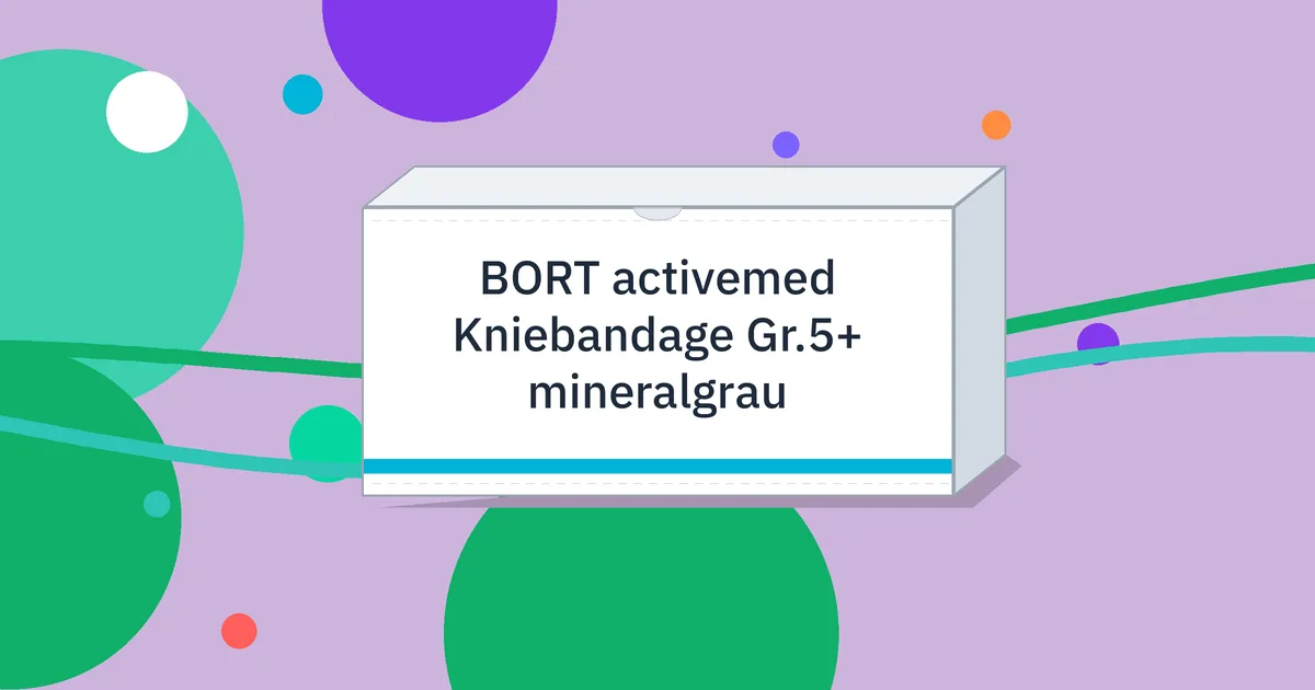 Symbolbild: Packung mit der Aufschrift BORT activemed Kniebandage Gr.5+ mineralgrau (PZN 15258879) – Verfügbarkeit und Bezug in Apotheken in Frankfurt am Main