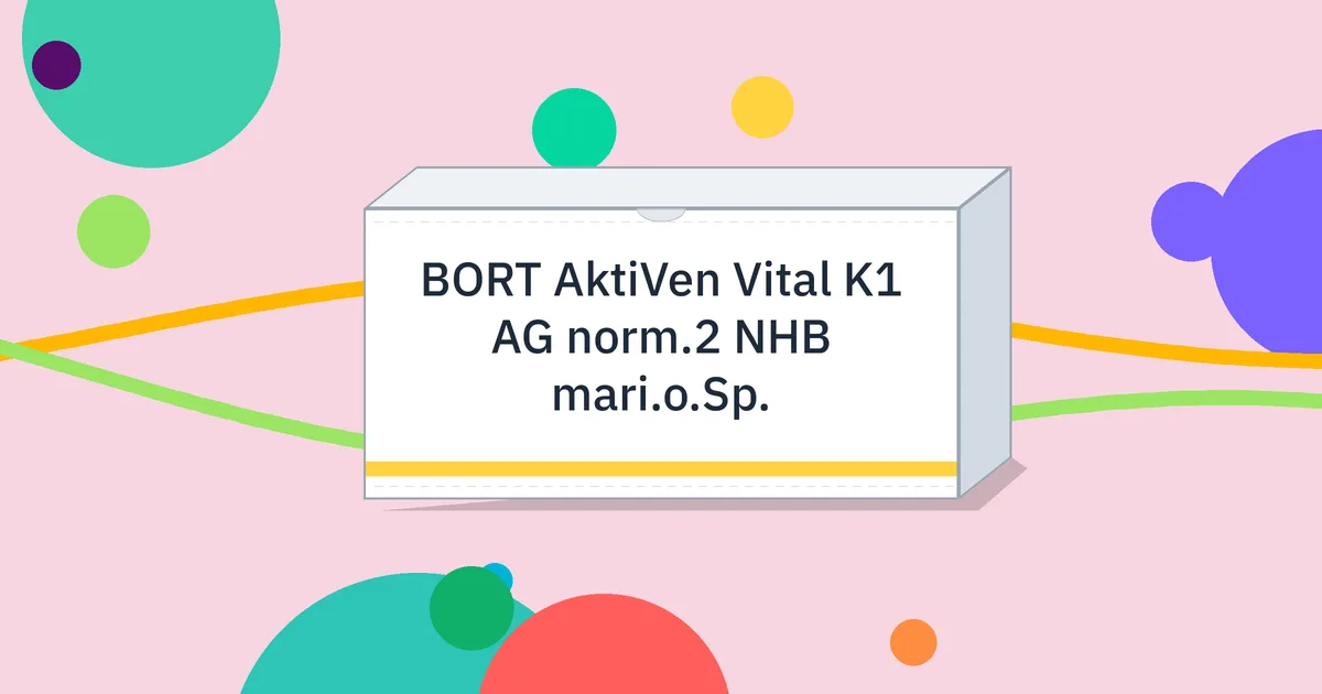 Symbolbild: Packung mit der Aufschrift BORT AktiVen Vital K1 AG norm.2 NHB mari.o.Sp. (PZN 13732070) – Verfügbarkeit und Bezug in Apotheken in Frankfurt am Main