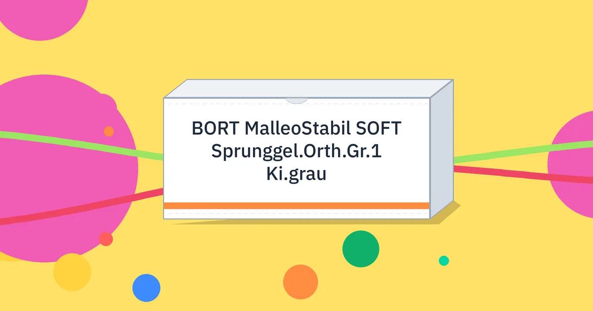 Symbolbild: Packung mit der Aufschrift BORT MalleoStabil SOFT Sprunggel.Orth.Gr.1 Ki.grau (PZN 19635103) – Verfügbarkeit und Bezug in Apotheken in Frankfurt am Main
