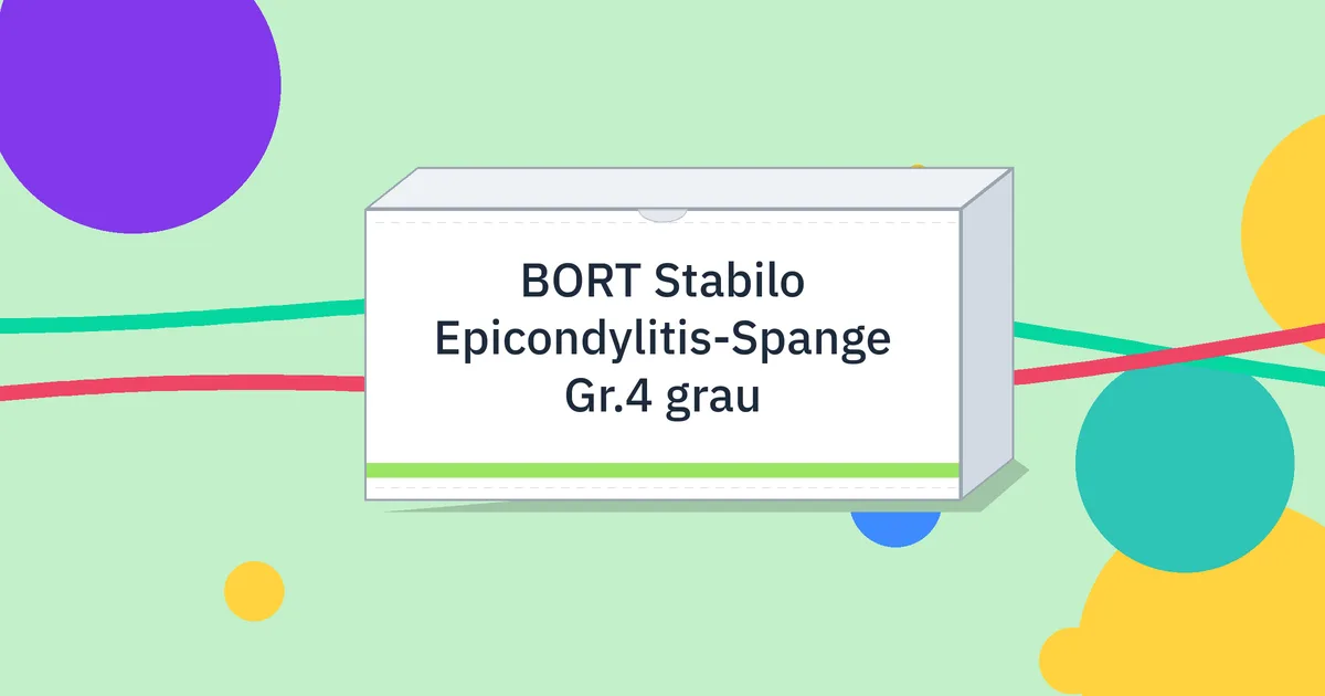 Symbolbild: Packung mit der Aufschrift BORT Stabilo Epicondylitis-Spange Gr.4 grau (PZN 20099561) – Verfügbarkeit und Bezug in Apotheken in Frankfurt am Main