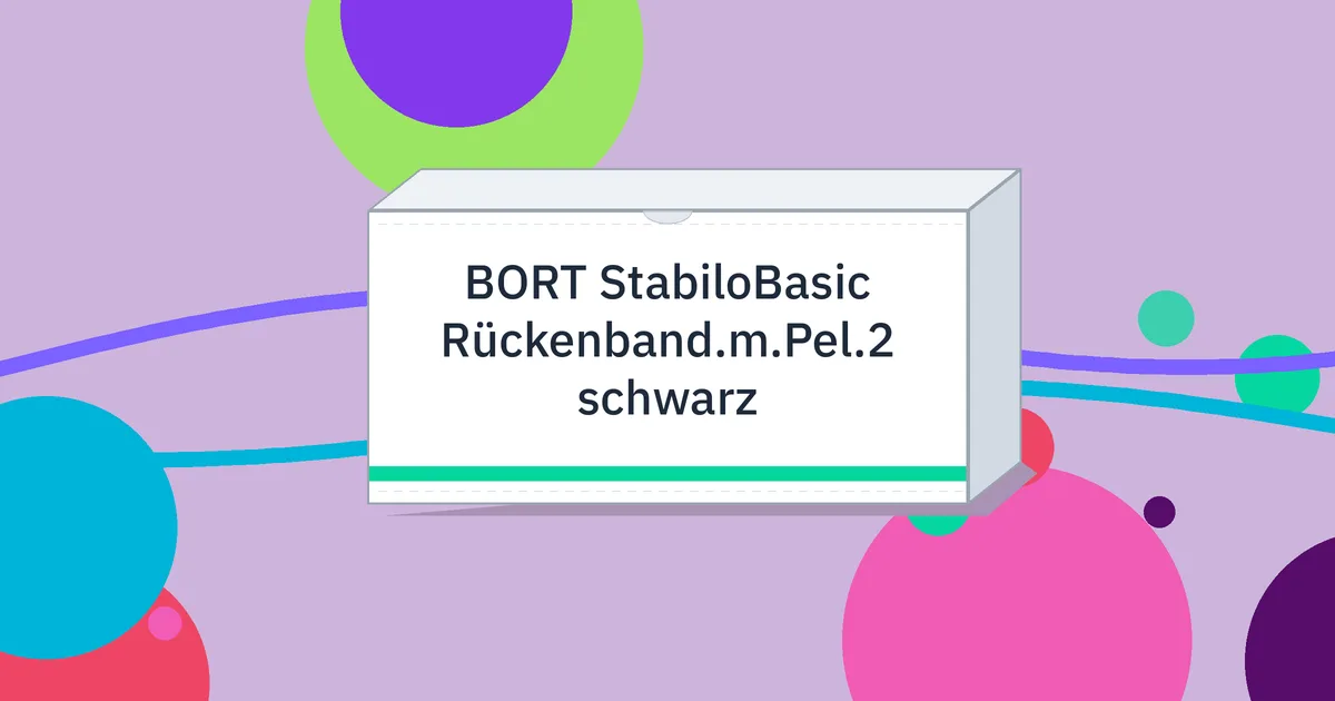 Symbolbild: Packung mit der Aufschrift BORT StabiloBasic Rückenband.m.Pel.2 schwarz (PZN 02746620) – Verfügbarkeit und Bezug in Apotheken in Frankfurt am Main