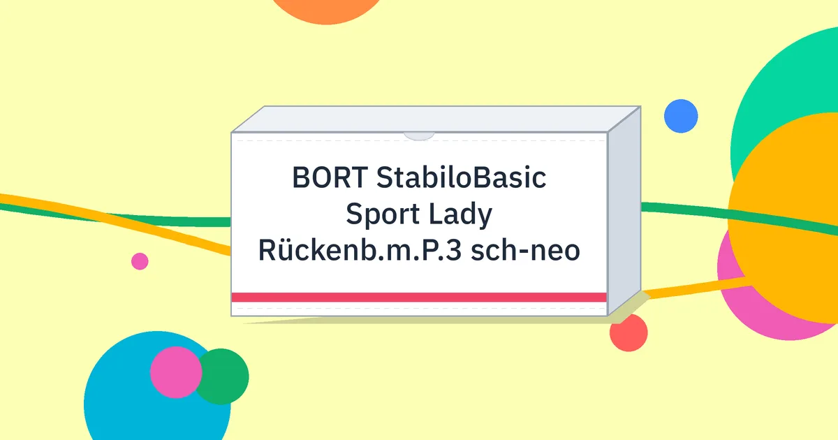 Symbolbild: Packung mit der Aufschrift BORT StabiloBasic Sport Lady Rückenb.m.P.3 sch-neo (PZN 02752342) – Verfügbarkeit und Bezug in Apotheken in Frankfurt am Main