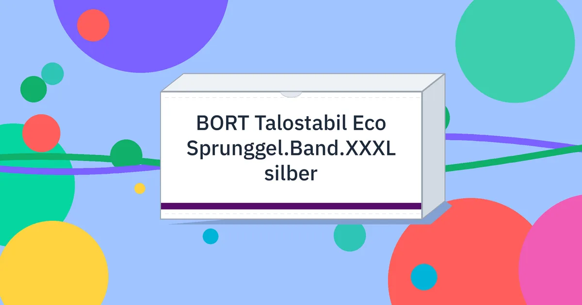 Symbolbild: Packung mit der Aufschrift BORT Talostabil Eco Sprunggel.Band.XXXL silber (PZN 19110955) – Verfügbarkeit und Bezug in Apotheken in Frankfurt am Main