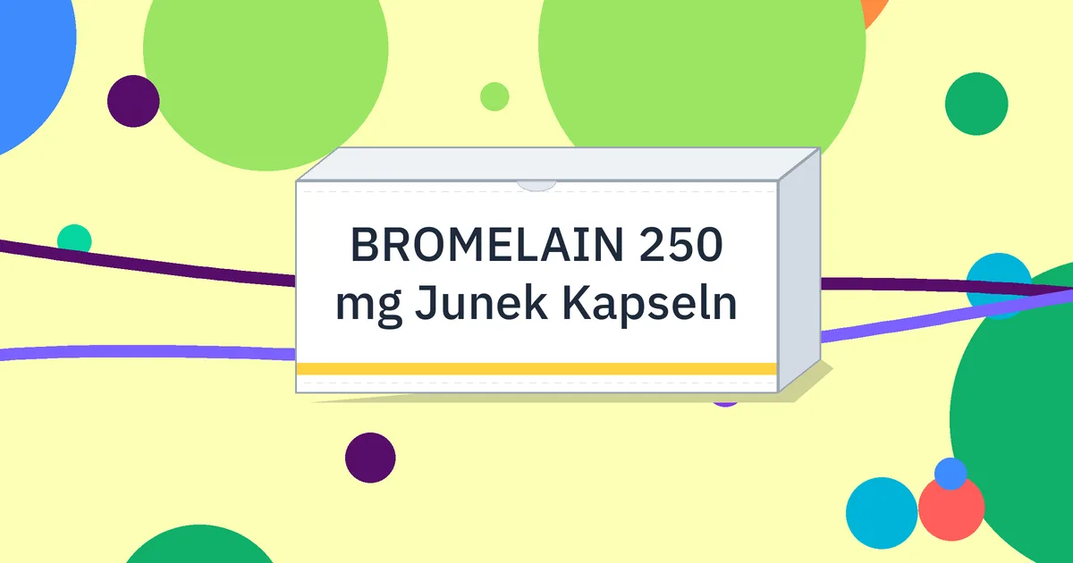 Symbolbild: Packung mit der Aufschrift BROMELAIN 250 mg Junek Kapseln (PZN 02573237) – Verfügbarkeit und Bezug in Apotheken in Frankfurt am Main