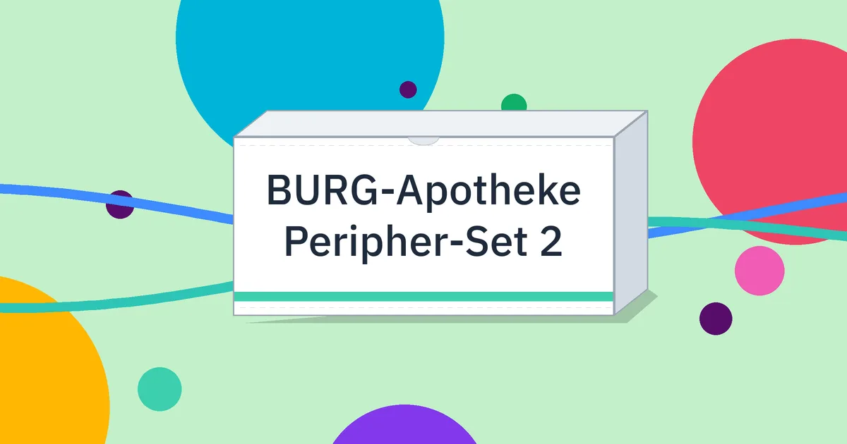 Symbolbild: Packung mit der Aufschrift BURG-Apotheke Peripher-Set 2 (PZN 19990318) – Verfügbarkeit und Bezug in Apotheken in Frankfurt am Main