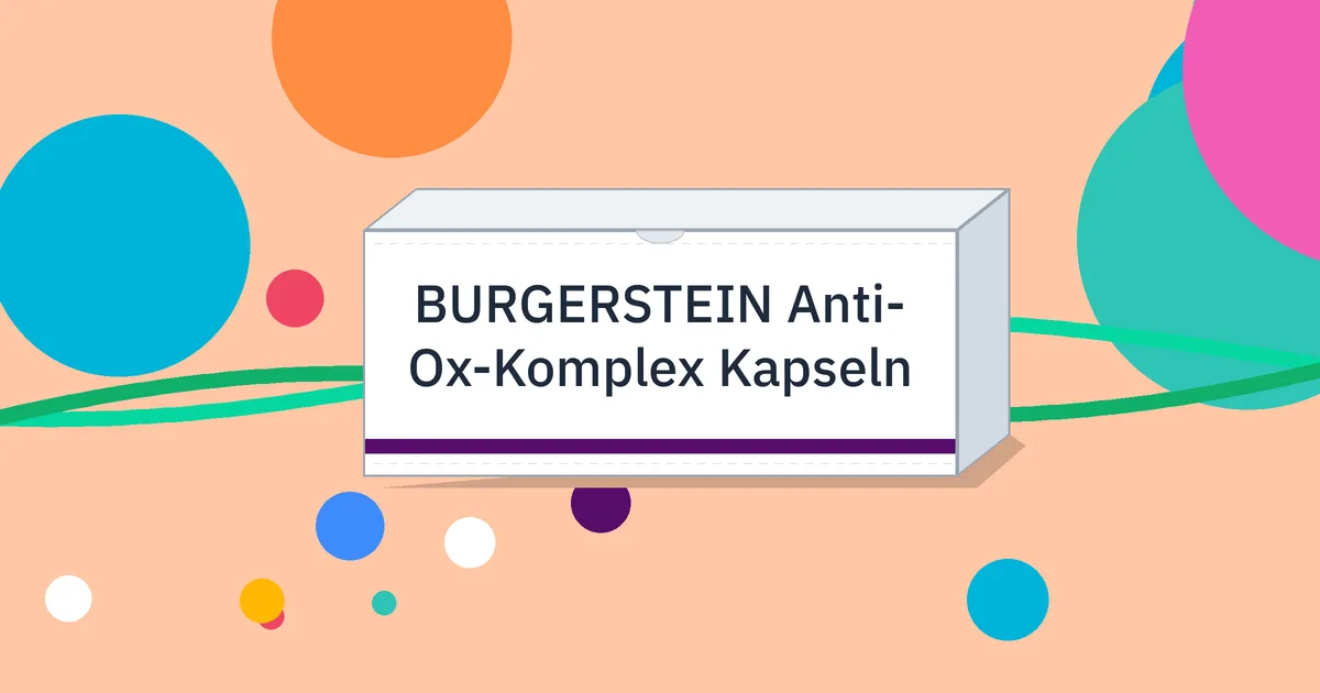Symbolbild: Packung mit der Aufschrift BURGERSTEIN Anti-Ox-Komplex Kapseln (PZN 17375098) – Verfügbarkeit und Bezug in Apotheken in Frankfurt am Main
