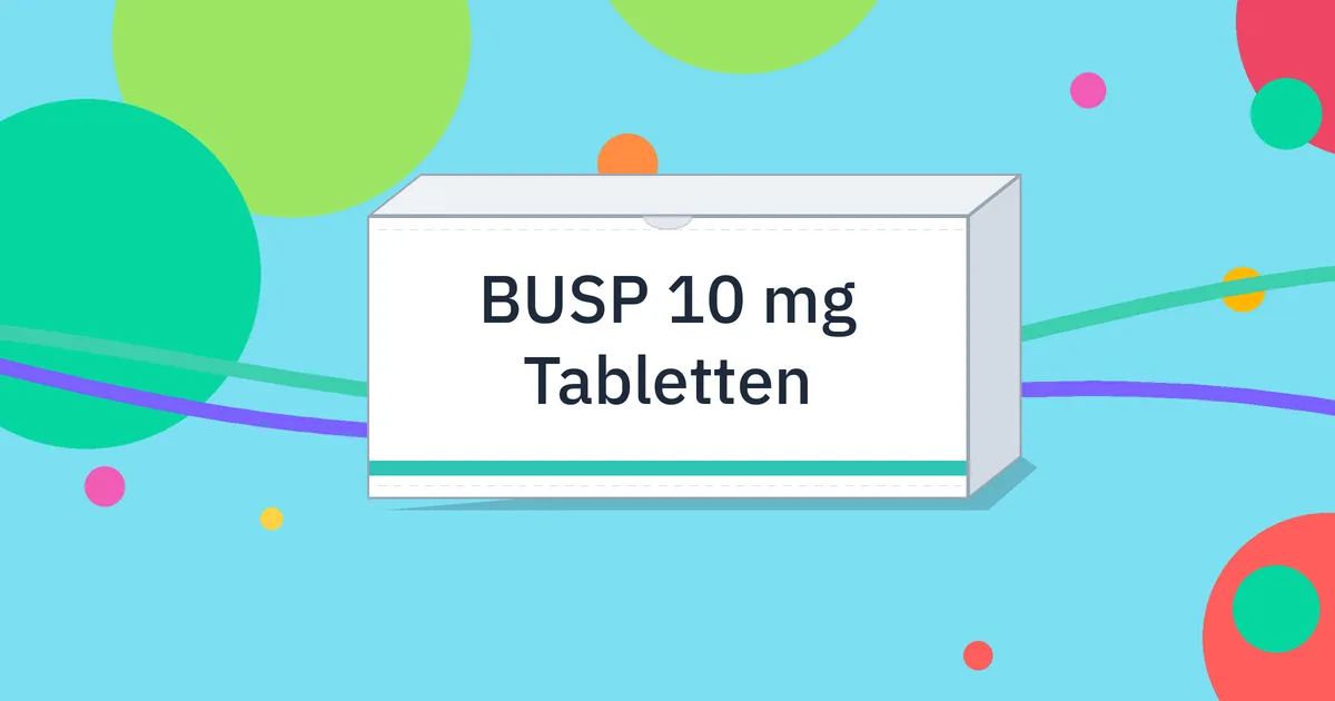 Symbolbild: Packung mit der Aufschrift BUSP 10 mg Tabletten (PZN 08671981) – Verfügbarkeit und Bezug in Apotheken in Frankfurt am Main