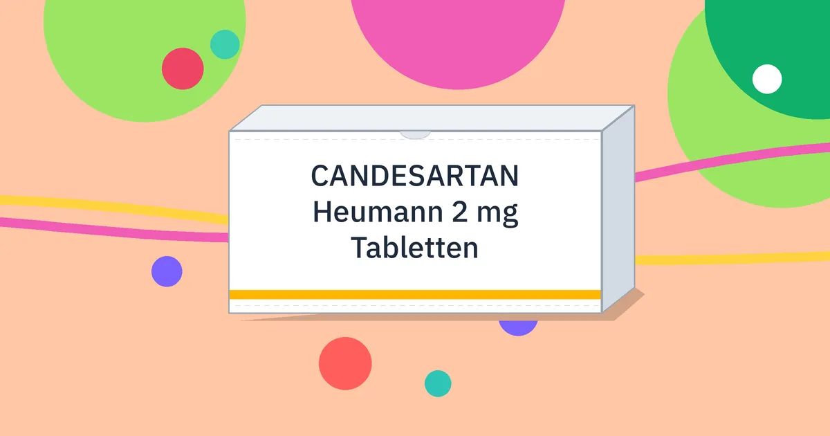 Symbolbild: Packung mit der Aufschrift CANDESARTAN Heumann 2 mg Tabletten (PZN 17575762) – Verfügbarkeit und Bezug in Apotheken in Frankfurt am Main