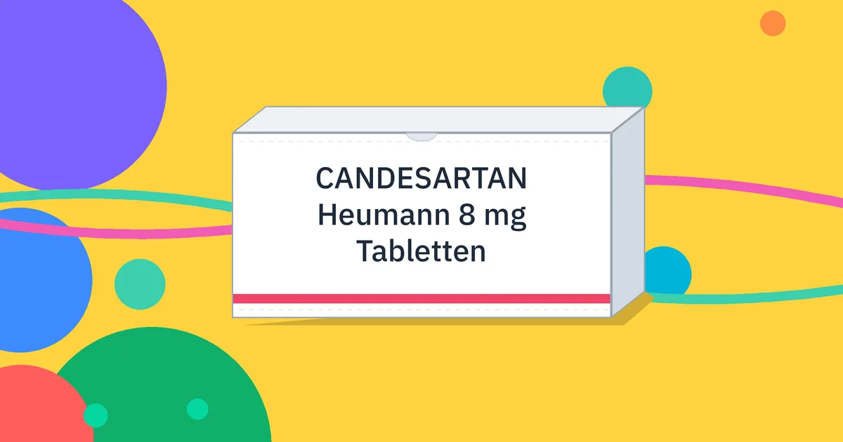 Symbolbild: Packung mit der Aufschrift CANDESARTAN Heumann 8 mg Tabletten (PZN 15864597) – Verfügbarkeit und Bezug in Apotheken in Frankfurt am Main