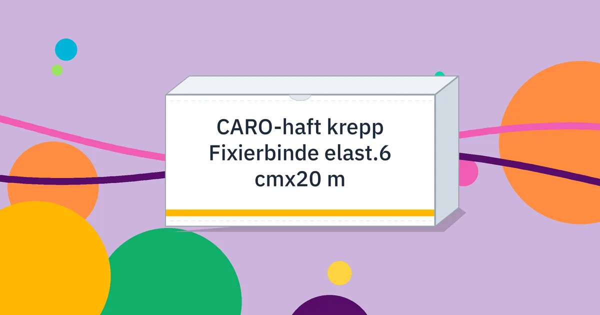 Symbolbild: Packung mit der Aufschrift CARO-haft krepp Fixierbinde elast.6 cmx20 m (PZN 11670347) – Verfügbarkeit und Bezug in Apotheken in Frankfurt am Main
