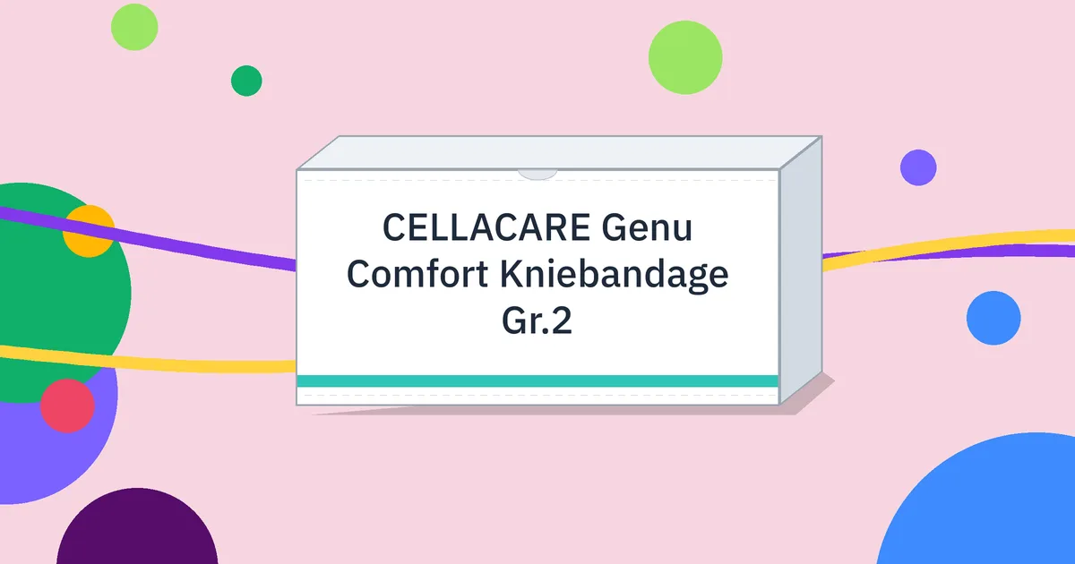 Symbolbild: Packung mit der Aufschrift CELLACARE Genu Comfort Kniebandage Gr.2 (PZN 11662218) – Verfügbarkeit und Bezug in Apotheken in Frankfurt am Main