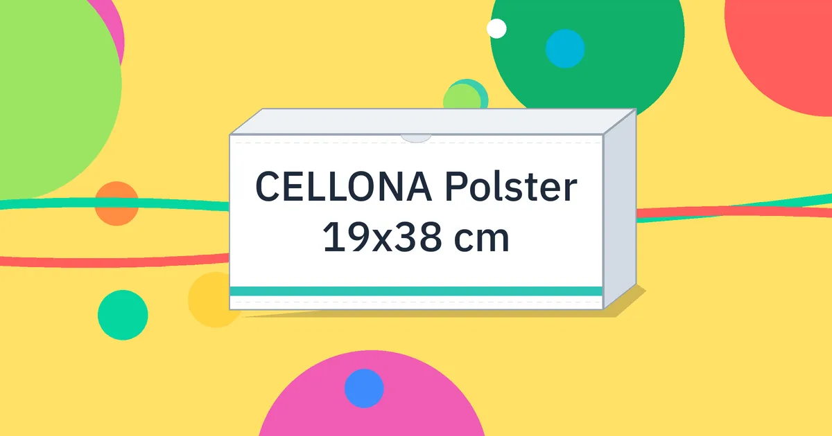 Symbolbild: Packung mit der Aufschrift CELLONA Polster 19x38 cm (PZN 19474597) – Verfügbarkeit und Bezug in Apotheken in Frankfurt am Main
