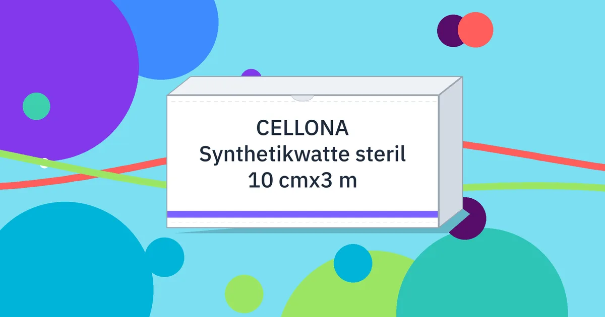 Symbolbild: Packung mit der Aufschrift CELLONA Synthetikwatte steril 10 cmx3 m (PZN 19068288) – Verfügbarkeit und Bezug in Apotheken in Frankfurt am Main