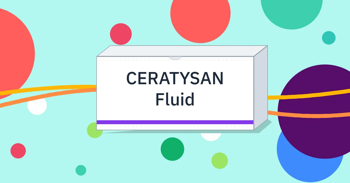 Symbolbild: Packung mit der Aufschrift CERATYSAN Fluid (PZN 19892308) – Verfügbarkeit und Bezug in Apotheken in Frankfurt am Main