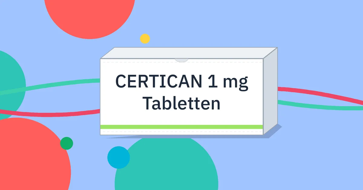 Symbolbild: Packung mit der Aufschrift CERTICAN 1 mg Tabletten (PZN 04773124) – Verfügbarkeit und Bezug in Apotheken in Frankfurt am Main