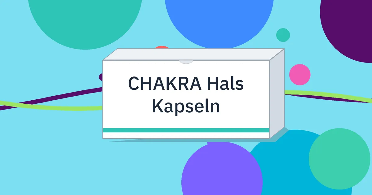 Symbolbild: Packung mit der Aufschrift CHAKRA Hals Kapseln (PZN 03398380) – Verfügbarkeit und Bezug in Apotheken in Frankfurt am Main