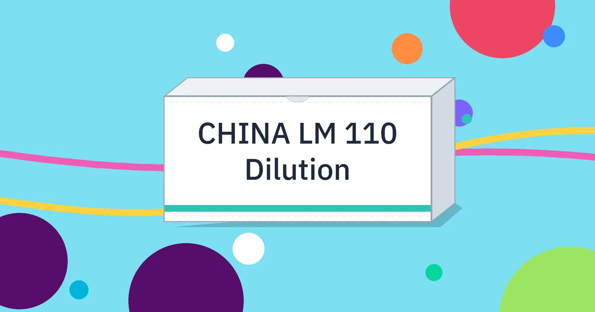 Symbolbild: Packung mit der Aufschrift CHINA LM 110 Dilution (PZN 12814104) – Verfügbarkeit und Bezug in Apotheken in Frankfurt am Main