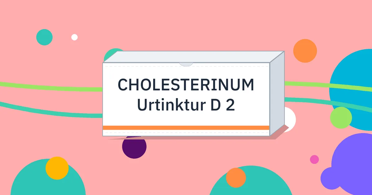 Symbolbild: Packung mit der Aufschrift CHOLESTERINUM Urtinktur D 2 (PZN 02117597) – Verfügbarkeit und Bezug in Apotheken in Frankfurt am Main