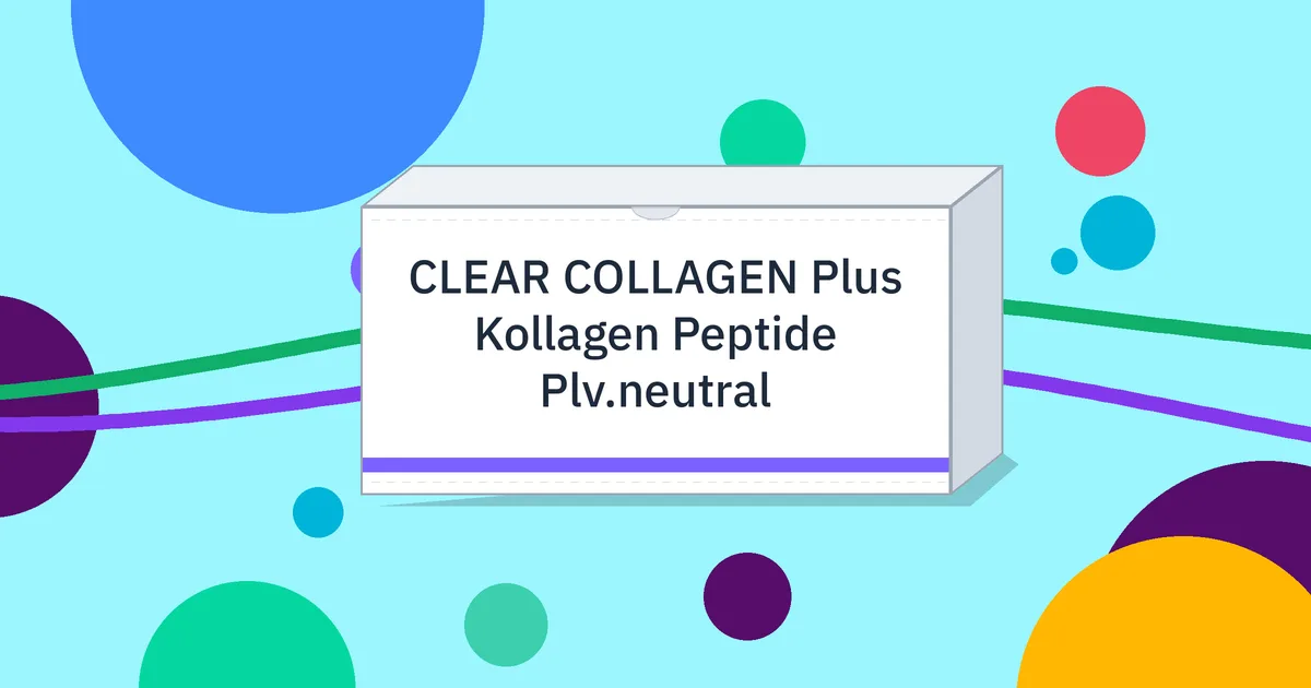 Symbolbild: Packung mit der Aufschrift CLEAR COLLAGEN Plus Kollagen Peptide Plv.neutral (PZN 20210248) – Verfügbarkeit und Bezug in Apotheken in Frankfurt am Main