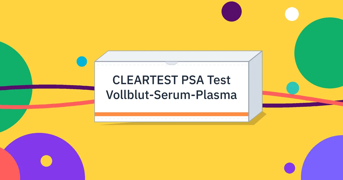 Symbolbild: Packung mit der Aufschrift CLEARTEST PSA Test Vollblut-Serum-Plasma (PZN 17903077) – Verfügbarkeit und Bezug in Apotheken in Frankfurt am Main