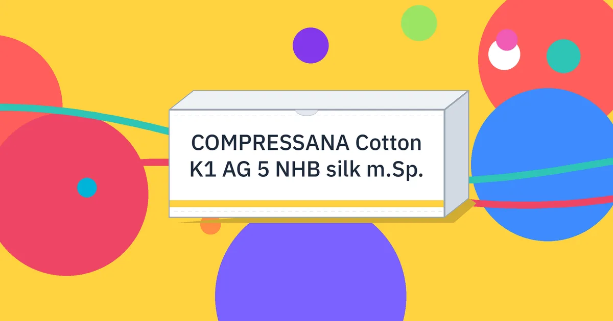 Symbolbild: Packung mit der Aufschrift COMPRESSANA Cotton K1 AG 5 NHB silk m.Sp. (PZN 11393557) – Verfügbarkeit und Bezug in Apotheken in Frankfurt am Main