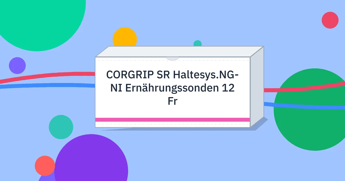 Symbolbild: Packung mit der Aufschrift CORGRIP SR Haltesys.NG-NI Ernährungssonden 12 Fr (PZN 19630689) – Verfügbarkeit und Bezug in Apotheken in Frankfurt am Main