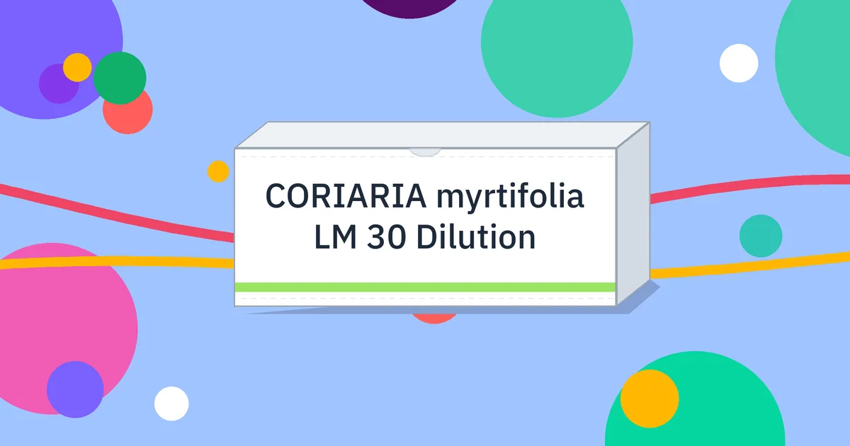 Symbolbild: Packung mit der Aufschrift CORIARIA myrtifolia LM 30 Dilution (PZN 13451891) – Verfügbarkeit und Bezug in Apotheken in Frankfurt am Main
