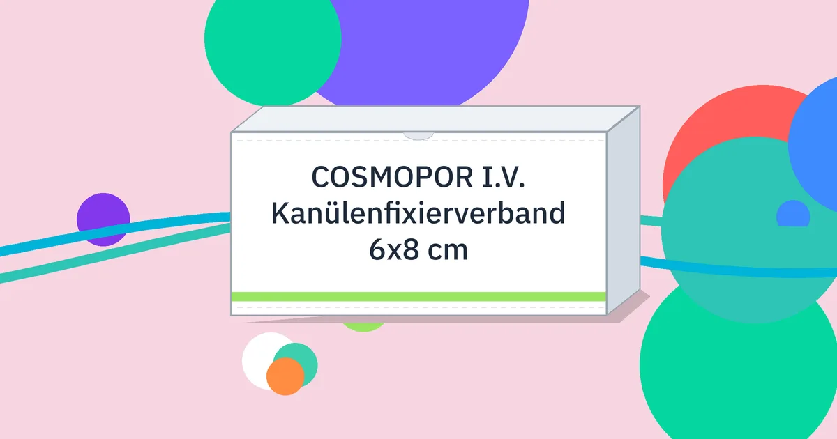 Symbolbild: Packung mit der Aufschrift COSMOPOR I.V. Kanülenfixierverband 6x8 cm (PZN 18223226) – Verfügbarkeit und Bezug in Apotheken in Frankfurt am Main